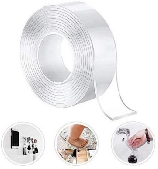 Dubbelzijdige tape - Extra sterk - 5m nanotape - Duurzaam - Markeerloos -... | bol