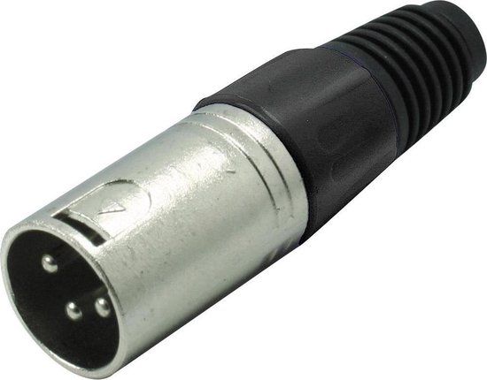 XLR 3-pins (m) connector met plastic trekontlasting - grijs/zwart | bol