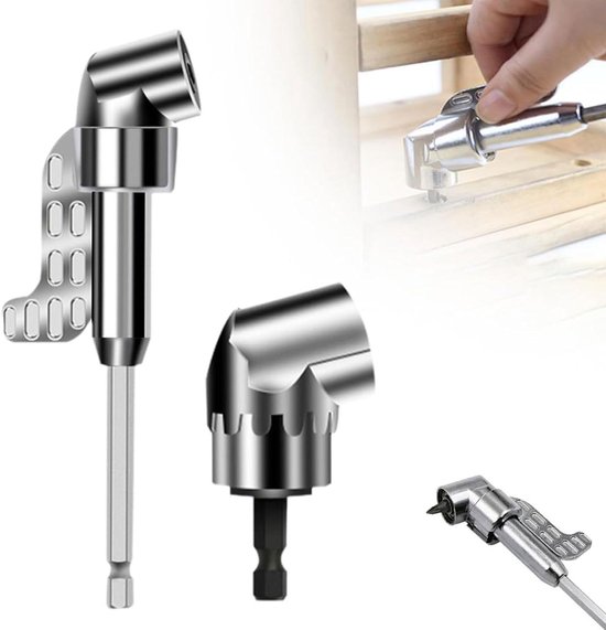 Set of 2 Angled Screwdriver Attachments - 90° Angle and 1/4 inch Drive ...
