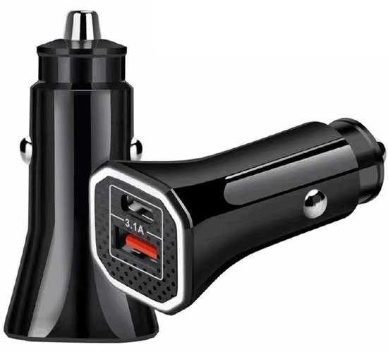 Auto oplaadadapter 12V voeding met 1 USB + 1 USB-C | bol