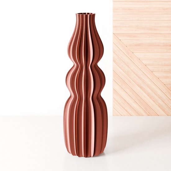 Fleuriek - Grote vaas Glanzend koper - H50 cm - Smalle vloervaas of ...