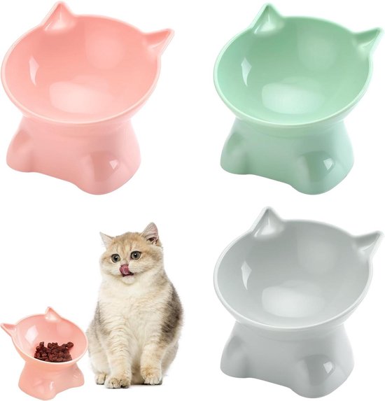3-delige set verhoogde kattenbak met 15 graden helling voor ...