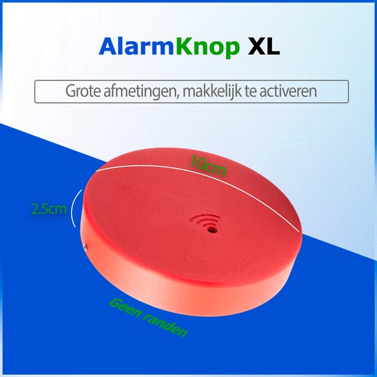 Alarmknop Set Basis XL(AHO) – Extra Grote Noodknop + Alarmhorloge – Met ...