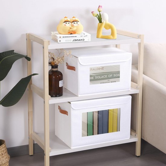 Ibenzoa® Wit Stoffen Opbergdozen met Transparant Venster, 3 Stuks, 38 x ...