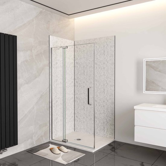Douchewand-Inloopdouche draaibaar 86x195cm 8mm gehard glas easyclean ...
