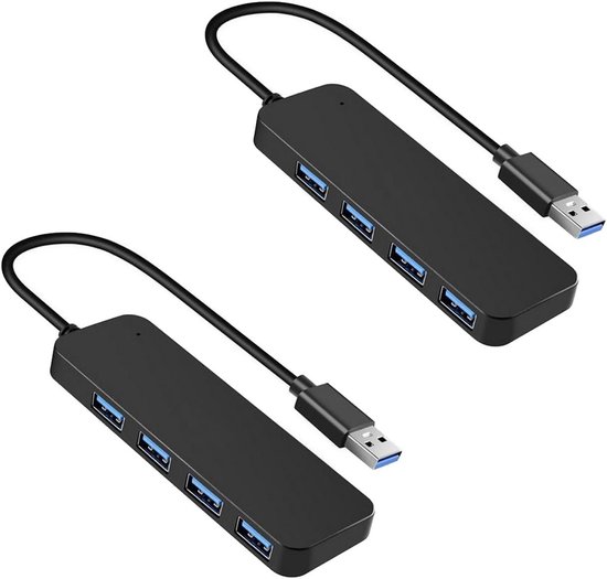 Draagbare USB-hub met 4 stopcontacten - Mini-USB-verdeler en splitter ...