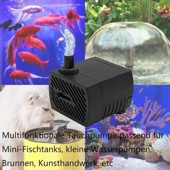 Mini-waterpomp 280 l/u 4 W 220 V-240 V 50/60 Hz instelbare ...