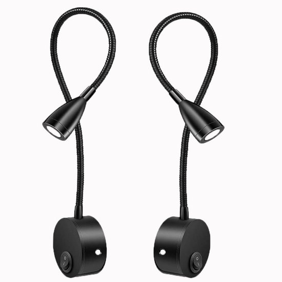 Leeslamp - LED-leeslamp voor aan de muur - 3W-bedlamp - Zwanenhalslamp ...