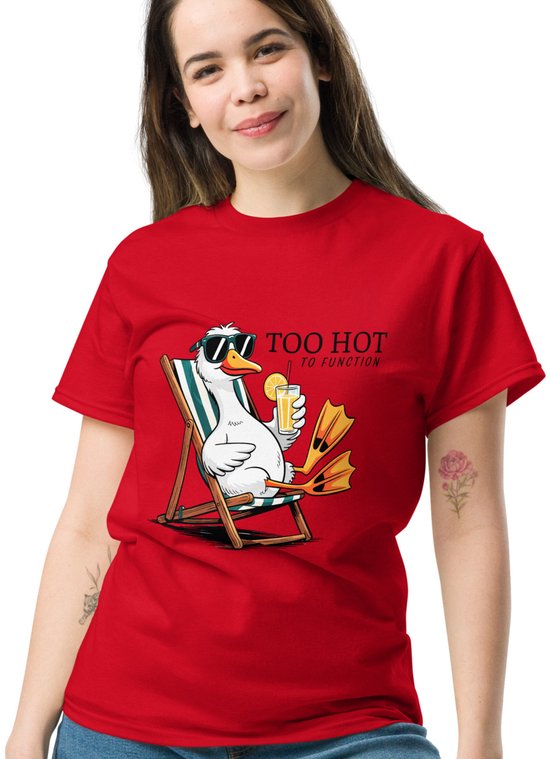 Grappig en Vrolijk T Shirt Dames Heren - Cartoon Gans - Quote Tekst: Too Hot To... | bol
