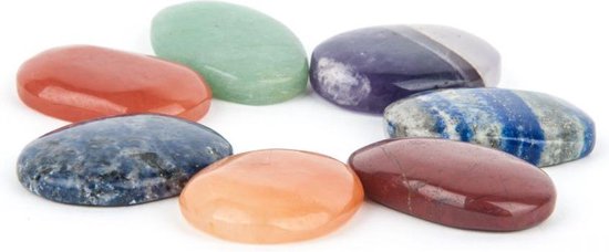 Edelstenen SET 7 chakra stenen ovaal - 4x2.7 - Fluweel - Edelsteen - S ...