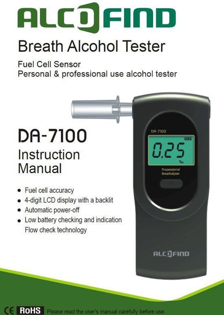 Alcoholteste - digitaal - professioneel en persoonlijk gebruik - DA7100 ...