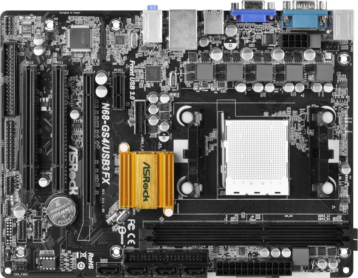 Asrock N68-GS4/USB3 FX moederbord NVIDIA nForce 630a Socket AM3+ micro ...
