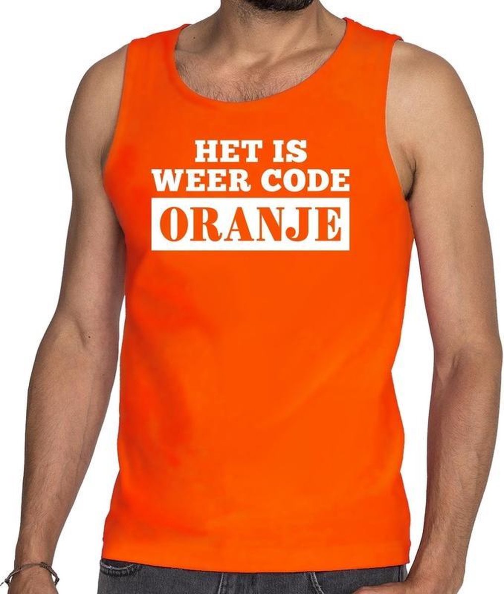 Oranje Code Oranje tanktop / mouwloos shirt heren - Oranje Koningsdag ...