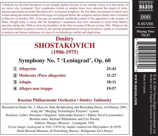 Russian Philharmonic Orchestra, Dmitry Yablonsky - Shostakovich: Symphony No.7... | bol.com