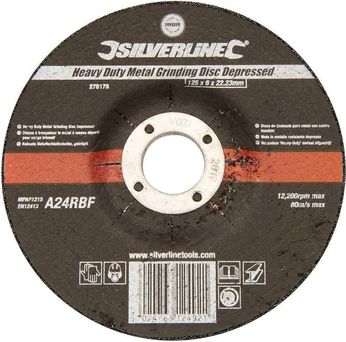 Silverline Verzonken 'Heavy-Duty' metaal slijpschijf 125 x 6 x 22,23 mm ...