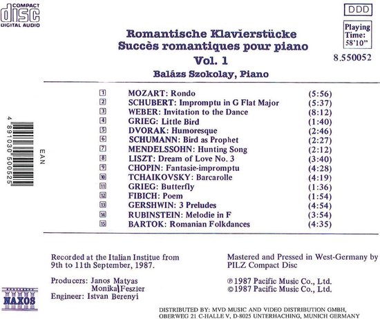 Romantic Piano Favourites 1, various artists | CD (album) | Muziek ...