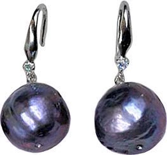 Zoetwater parel oorbellen Bling Kasumi Dark Pearl - oorhanger - echte ...
