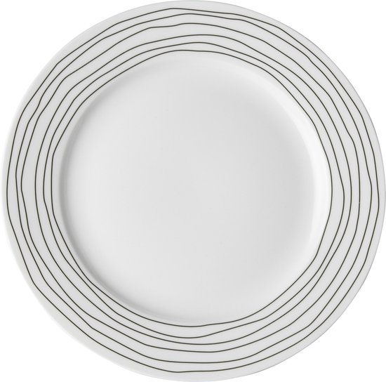 Dutch Rose Loft Zwart-Wit Ontbijtbord Zwarte Strepen 21 cm | bol