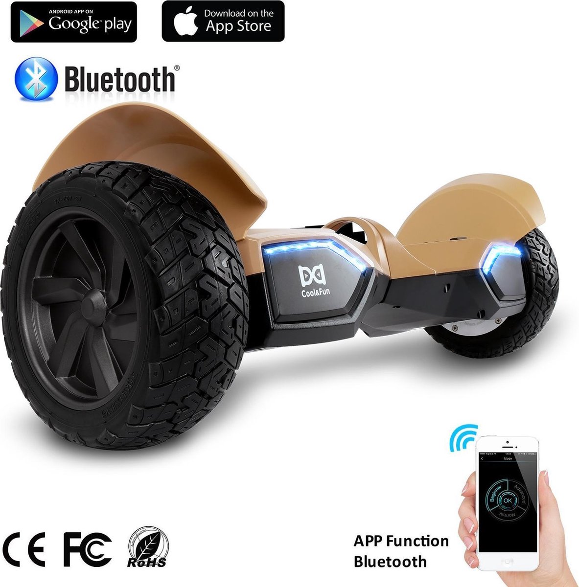 Hoverboard HUMMER G2 Bluetooth Off-Road 8.5 inch Golden + app | bol.com