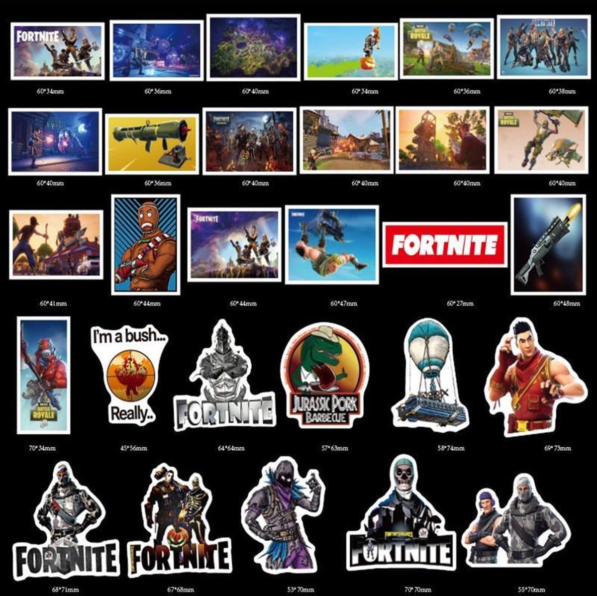 Sticker pack met 100 Fortnite Stickers - laptop, playstation, skatboard ...