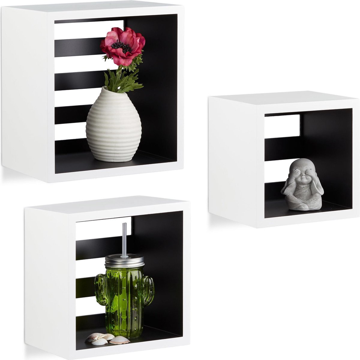 relaxdays set van 3 wandplanken - wandbox - wandbox - kubus ...