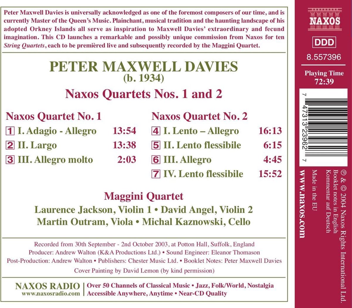 Maggini Quartet - Naxos Quartets 1 & 2 (Volume 1) (CD), Maggini Quartet | Muziek | bol.com