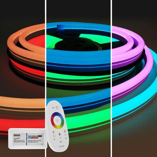 2 meter RGB Neon LED flex Maxi rond - complete set neon verlichting | bol
