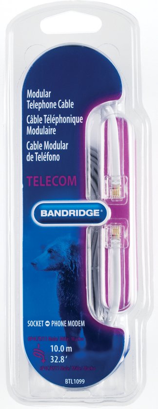 Bandridge telefoonkabel RJ11 - RJ11 - 10 meter | bol.com