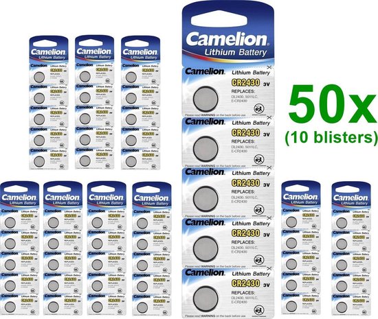 50 Stuks (10 blisters a 5st) - Camelion CR2430 lithium knoopcel batterij | bol.com