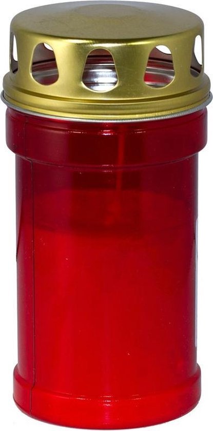 1x Bougie funéraire rouge / lampe commémorative avec couvercle 7 x 14,5 ...