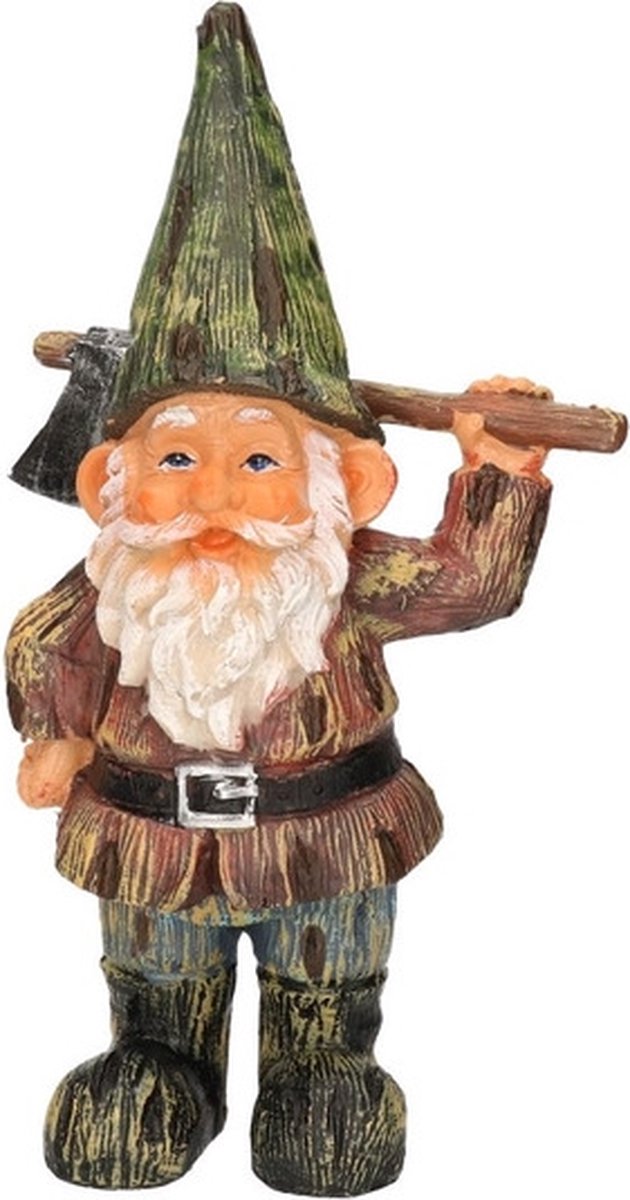 Nain de jardin chapeau vert avec hache 24 cm - Statue de jardin ...