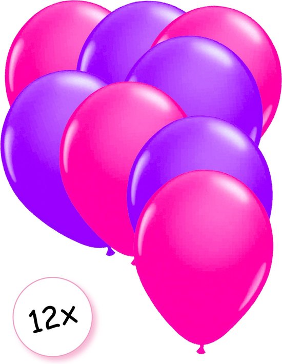 Ballonnen Neon Roze & Neon Paars 12 stuks 25 cm | bol.com