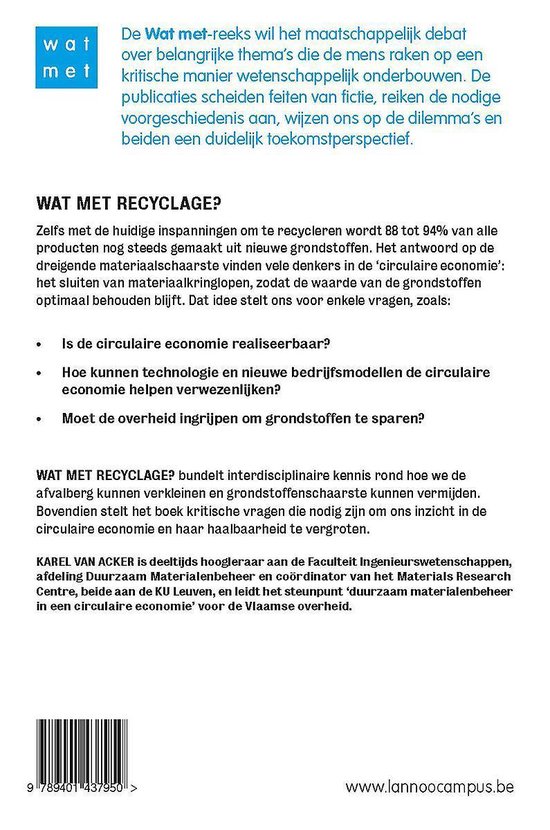 Recyclage, Karel van Acker | 9789401437950 | Boeken | bol.com