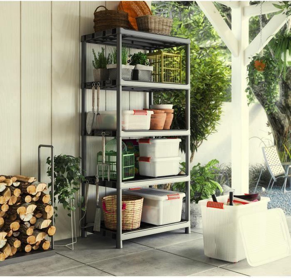 Kunststof opbergrek - Extra diep - 400 kg draagkracht - 5 legborden ...