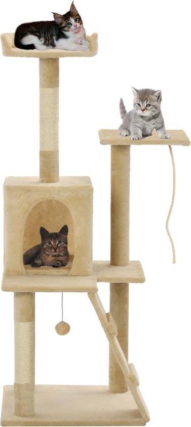 Kattenkrabpaal met sisal krabpalen 120 cm beige | bol