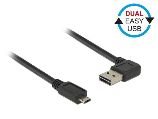 Easy-Micro USB naar Easy-USB-A haaks (links/rechts) kabel - USB2.0 ...