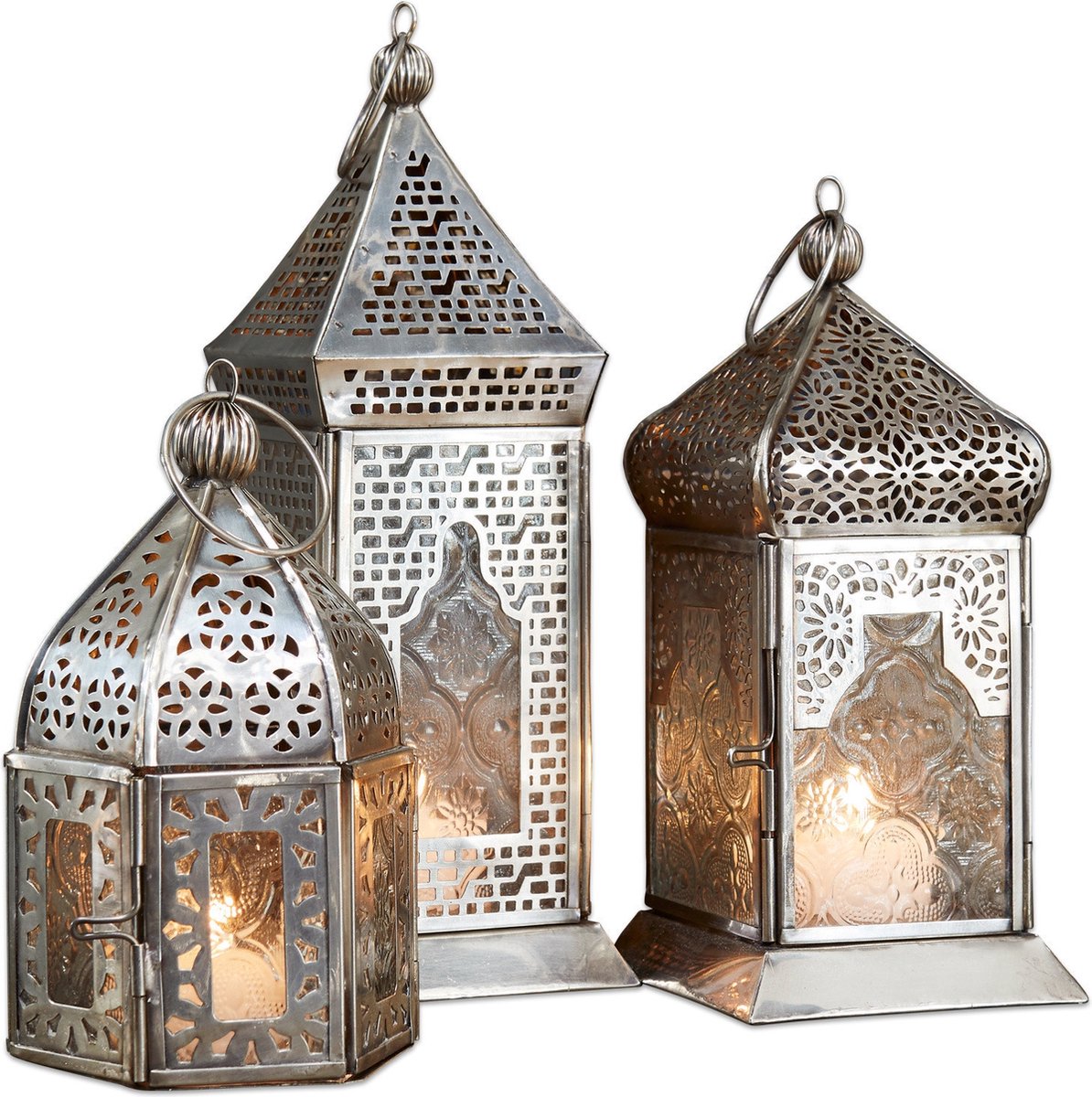 LOBERON Lantaarn set van 3 Indian zilverkleurig | bol.com