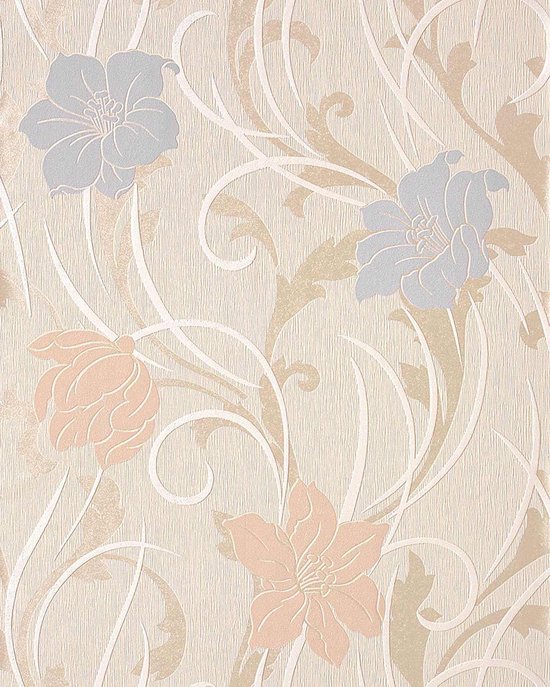 Bloemen behang EDEM 111-33 stijlvol klassiek behang crème beige licht ...