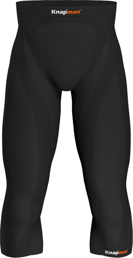 Knapman Compressiebroek 3/4 Heren 45% | Compressie Leggings | Zwart ...