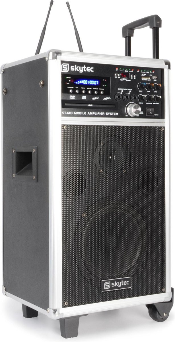 Mobiele geluidsinstallatie van SkyTec ST140 met Accu, Draadloze UHF microfoons, DVD... | bol.com