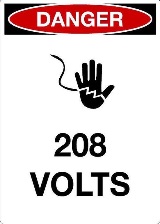 Sticker 'Danger: 208 Volts' 148 x 210 mm (A5) | bol