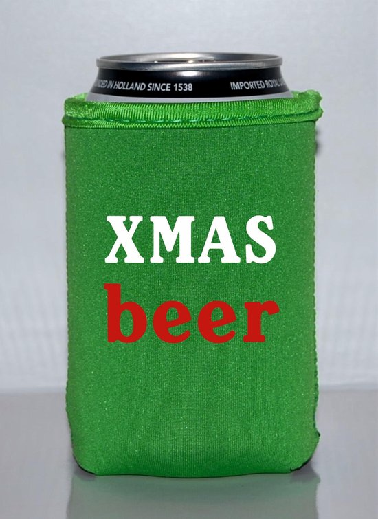 4 st. bier blik koelhoudhoes Kerstmis thema| groen | Feestdagen kado ...