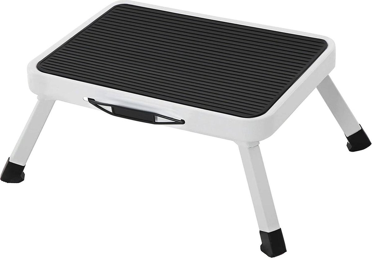 Metalen opstapje - Inklapbaar - tot 150 Kg Draagvermogen - Wit | bol