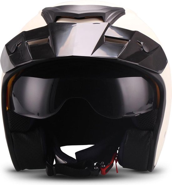 Moto S78 Creme wit, Jethelm Politie helm scooter, motor of ...