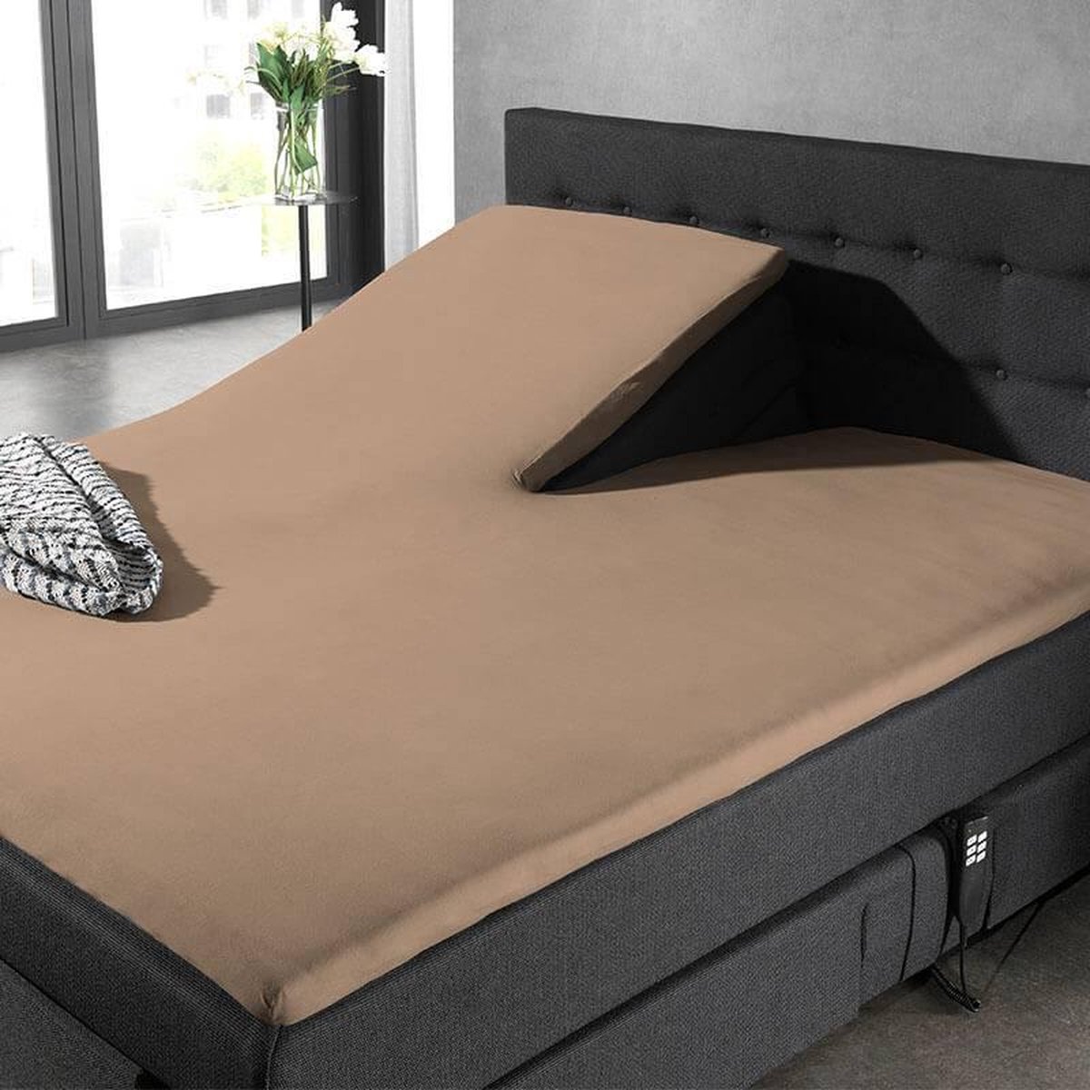Dreamhouse Splittopper Hoeslaken - Katoen - 180x200 - Taupe | bol.com