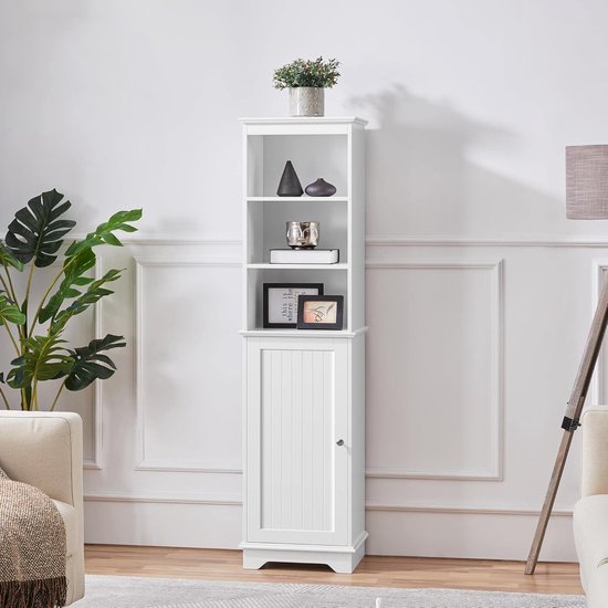 Badkamerkast, hoge kast, badkamerrek met 3 opbergvakken en 1 deur ...