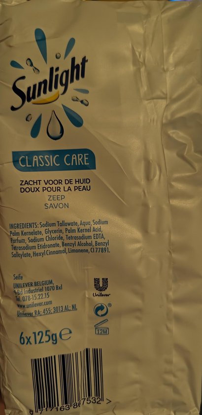 Sunlight zeep | Classic Care zeep | Voordeelverpakking 6x125gr. | pH ...