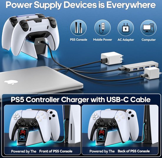 oCreon PS5 Controller Laadstation - Snelladen met LED-display voor PS5 ...