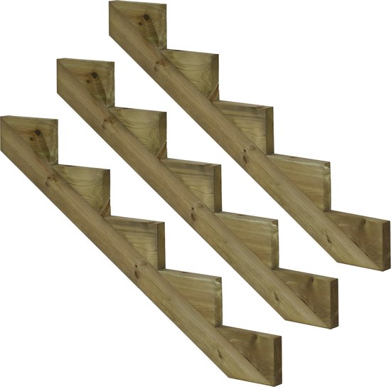 Set van 3 stuks: Trapbalk 5 treden geïmpregneerd hout voor tuintrap | bol
