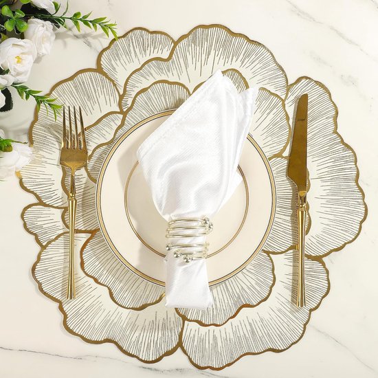 Elegante Gouden Placemats Set - Hittebestendig - 6 stuks - Goud - PVC ...